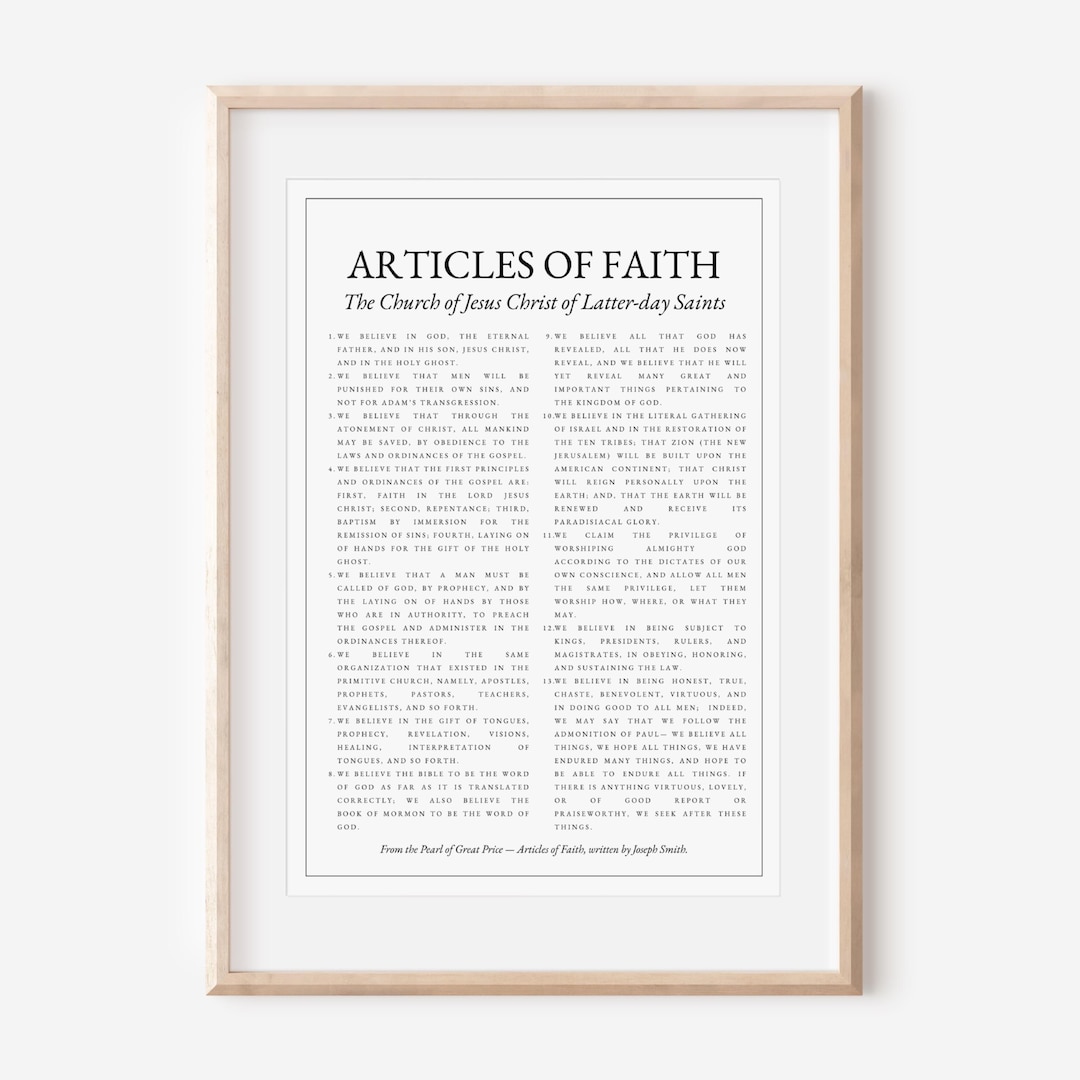 Articles of Faith Printable LDS, LDS Wall Art, Scripture Poster ...