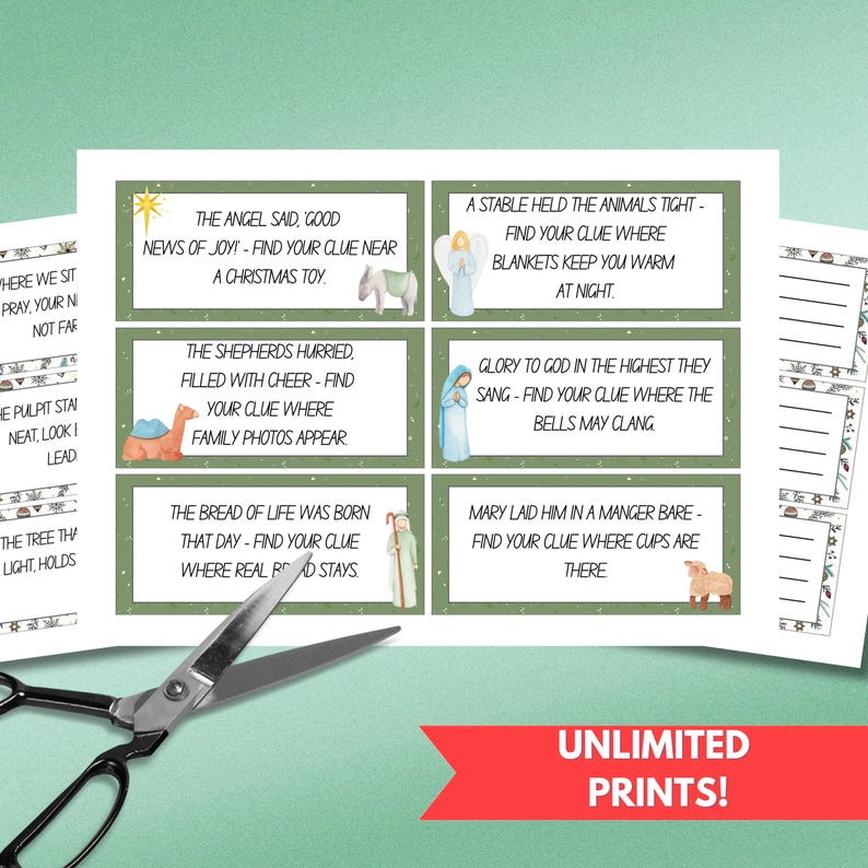 Bible and Church Christmas Scavenger Hunt Bundle, 4 Printable Holiday ...