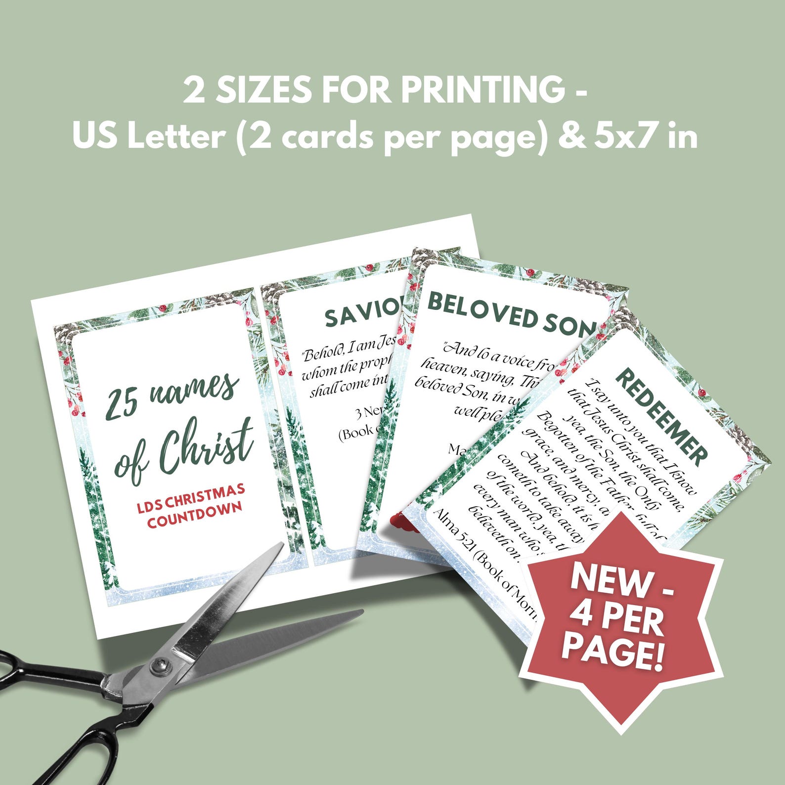 LDS 25 Names of Christ Advent Printable, Christmas Countdown Scripture ...