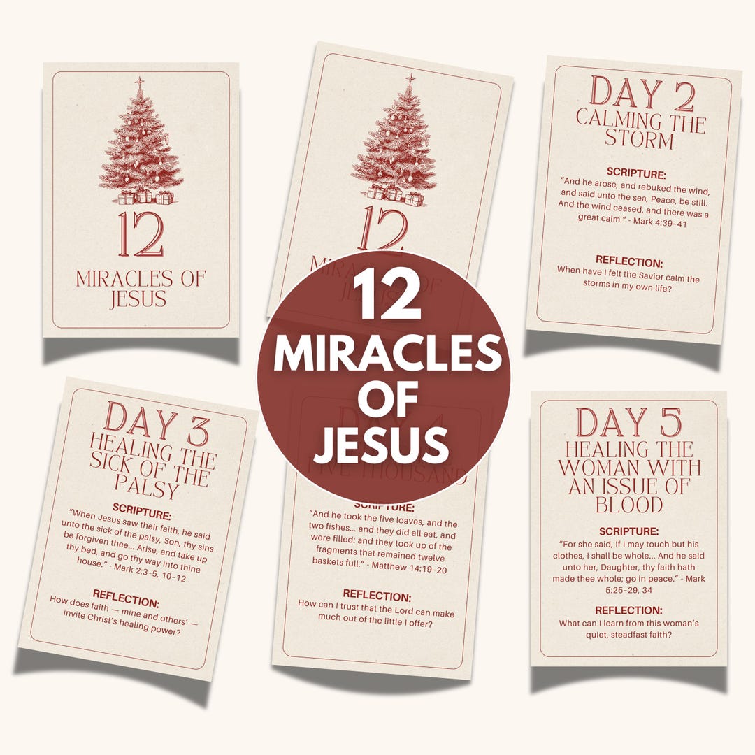 LDS Miracles of Jesus Advent Printable, 12 Day Christmas Scripture ...