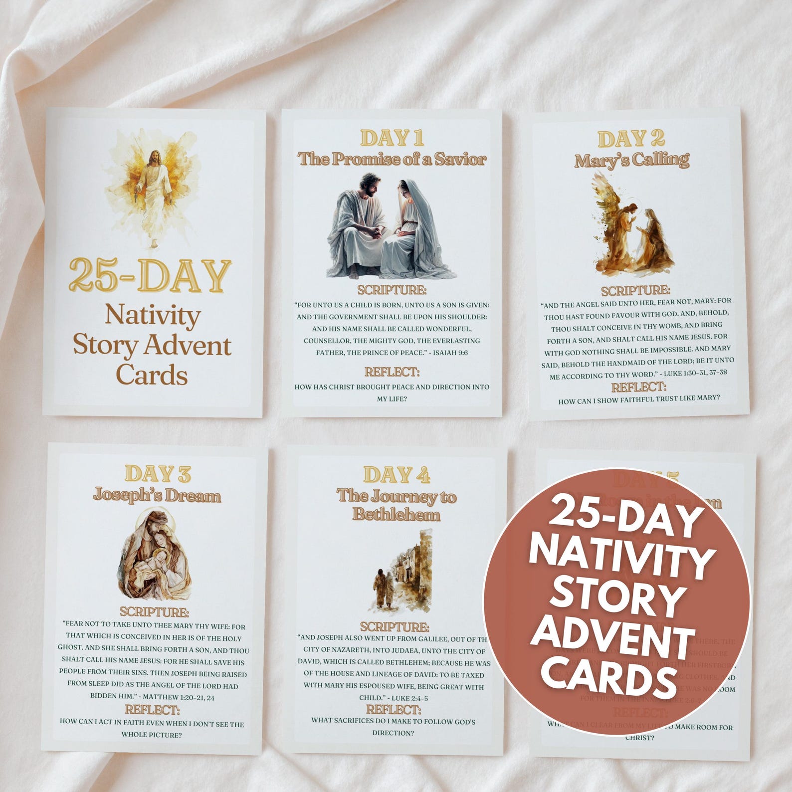 25 Day Nativity Advent Printable Cards, Christian Christmas Story ...