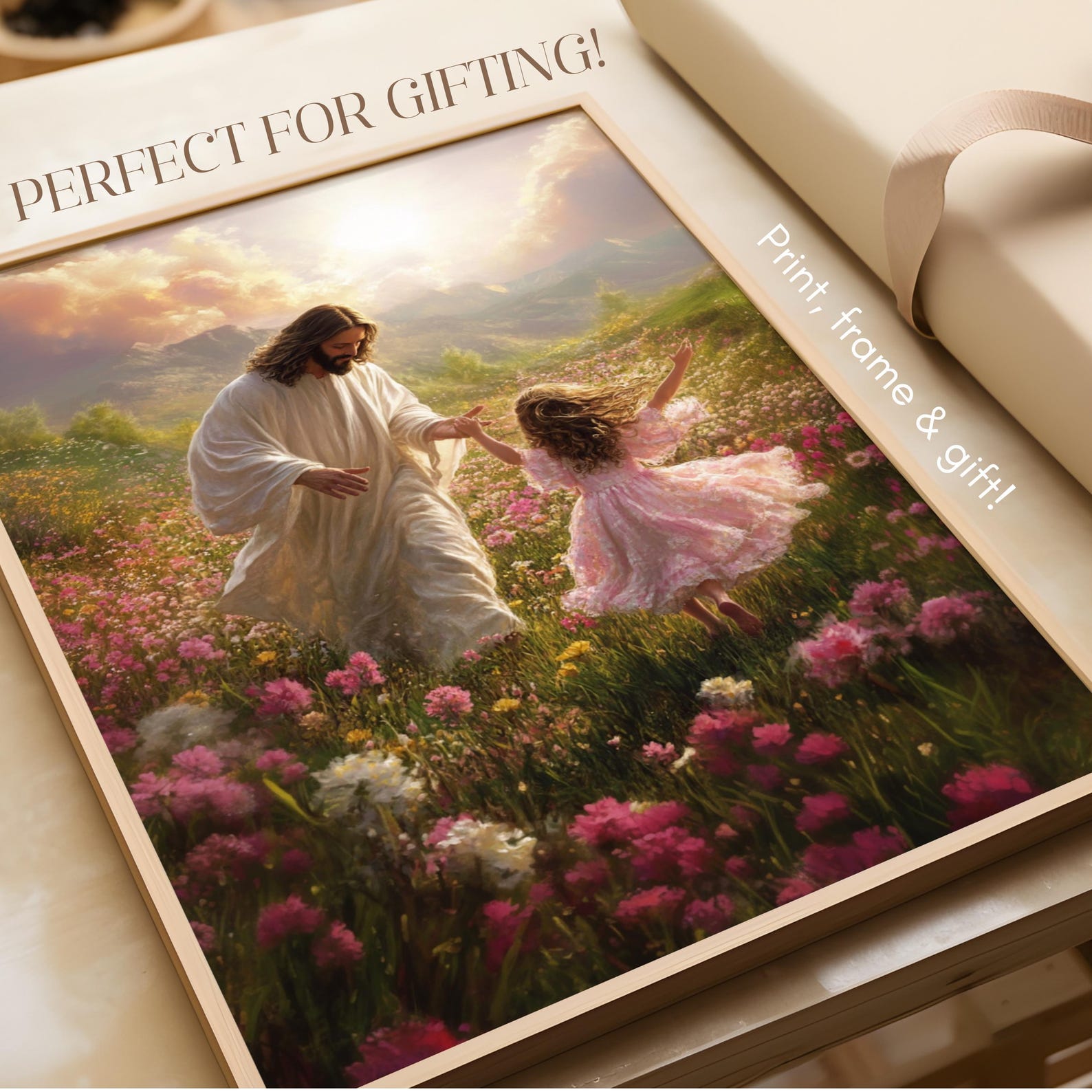 A Dance of Grace Jesus and Little Girl Painting, Christian Kids Wall ...