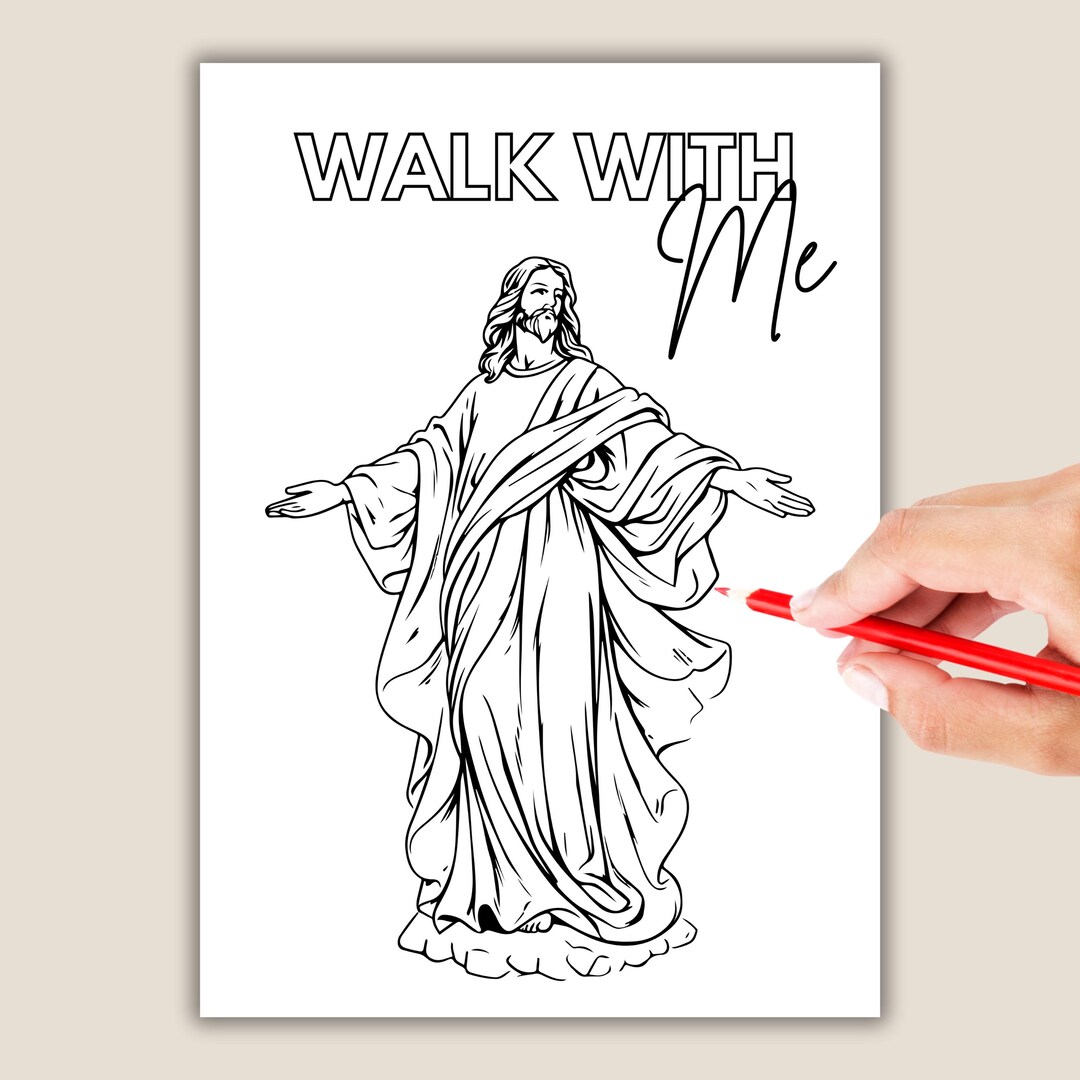 Walk With Me LDS 2026 Youth Theme Coloring Page | Jesus With Arms Wide ...