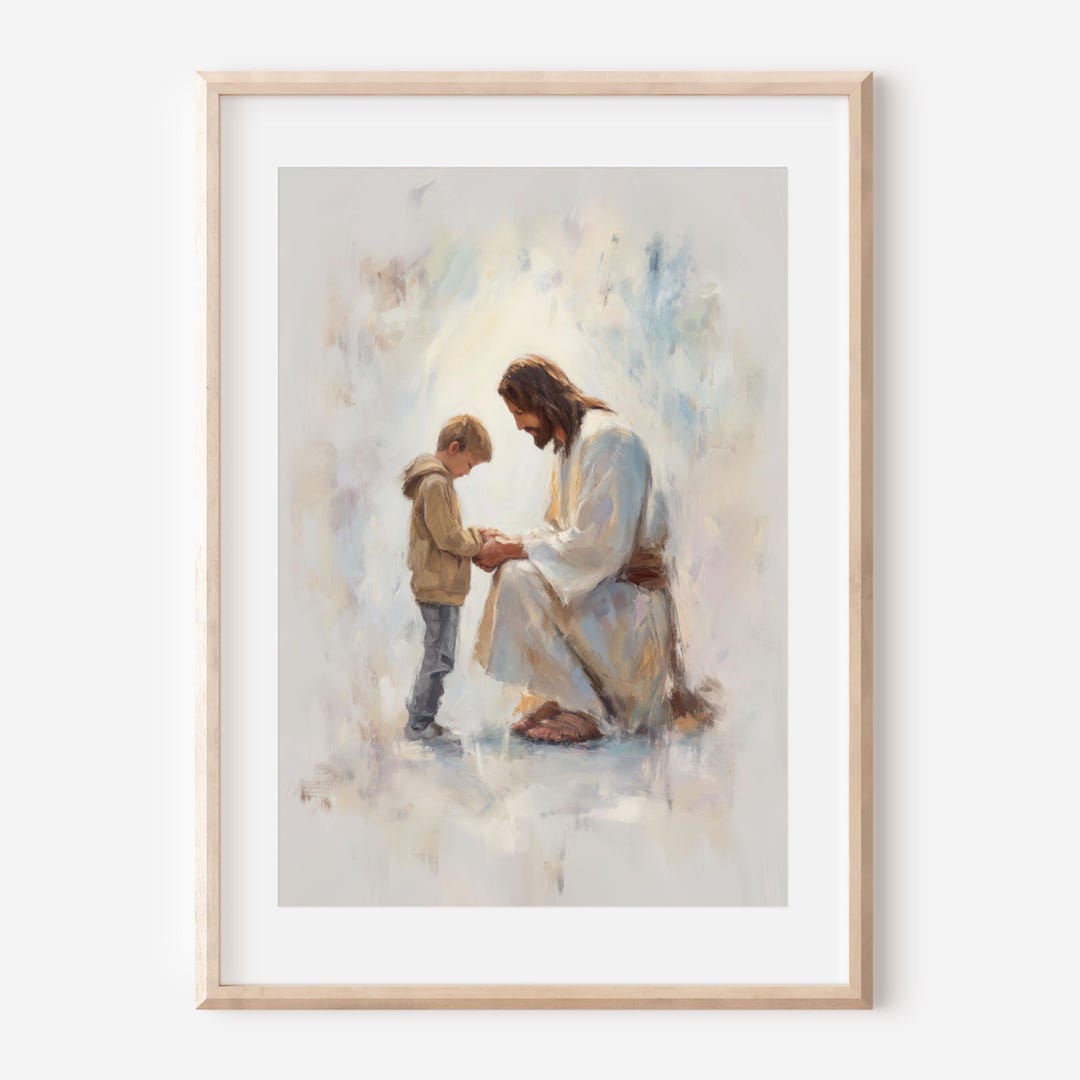 Jesus With Boy Painting Printable, Christian Nursery Wall Art, Gentle ...