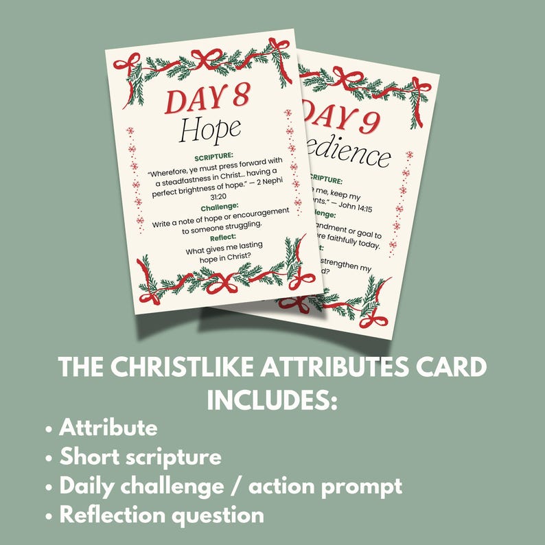 Christlike Growth Advent Cards Bundle | 12 Christlike Attributes + 12 ...