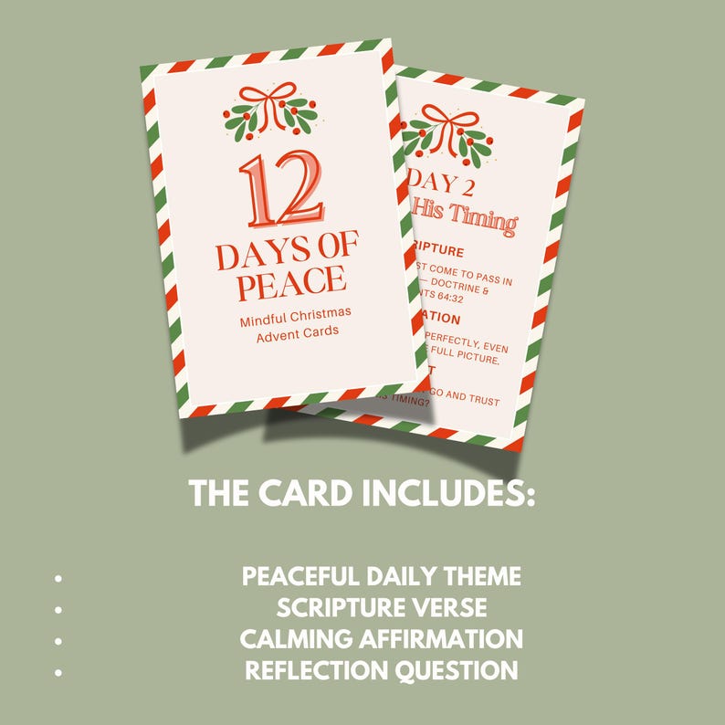 LDS 12 Days of Peace Advent Printable, Christian Christmas Mindfulness ...