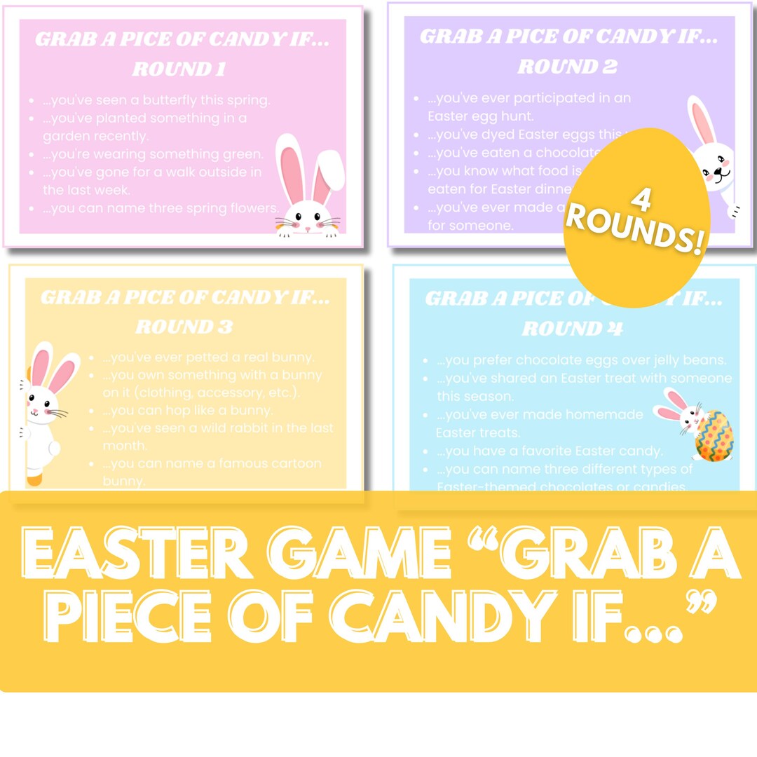 Easter Game Grab a Piece of Candy If Printable, Easter Party Game for ...