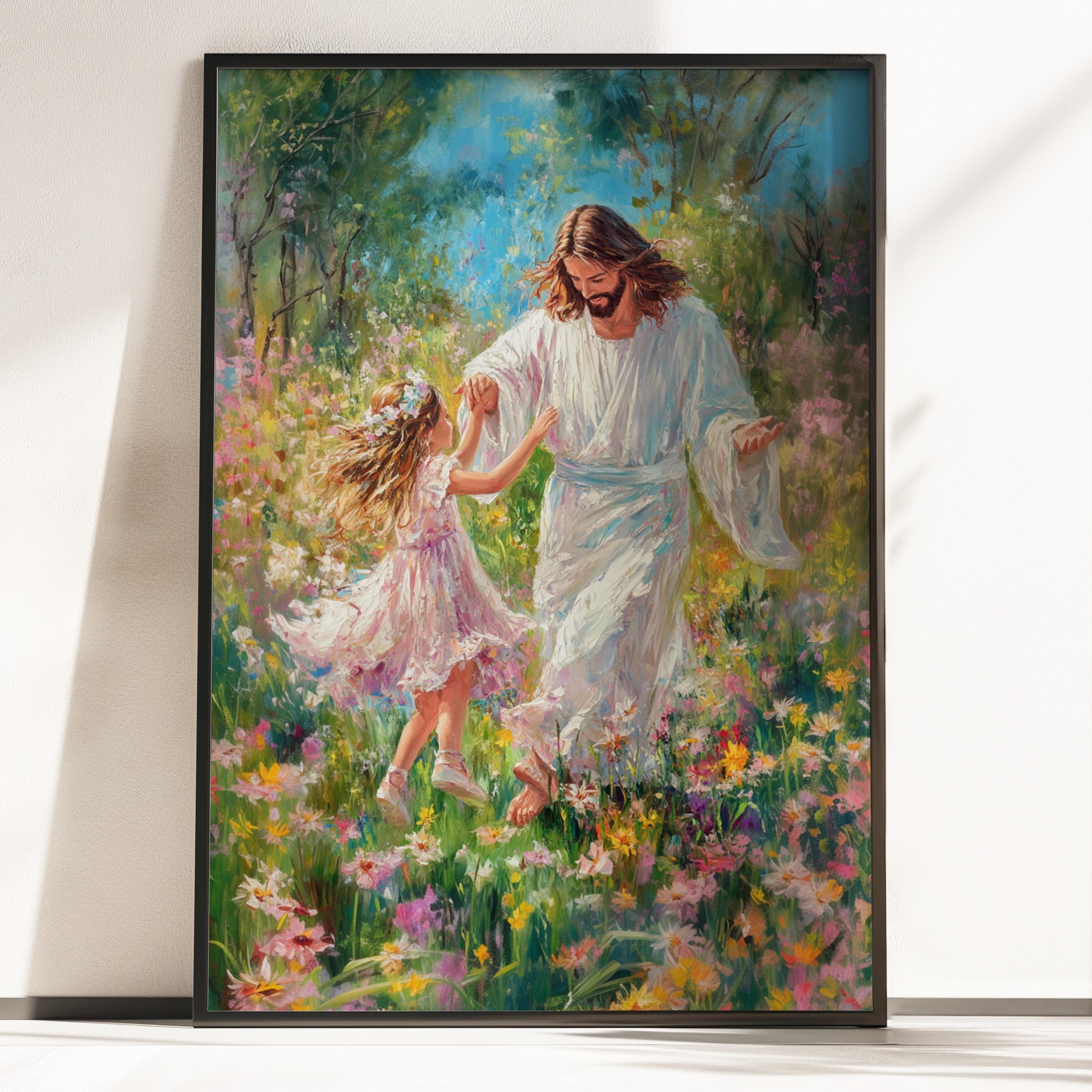 Dance With Jesus Christ Print | Jesus and Little Girl Dancing Art ...