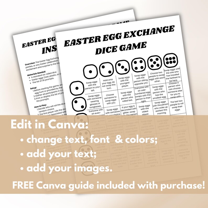 Easter Egg Exchange Dice Game, Editable Easter Party Game, Family ...