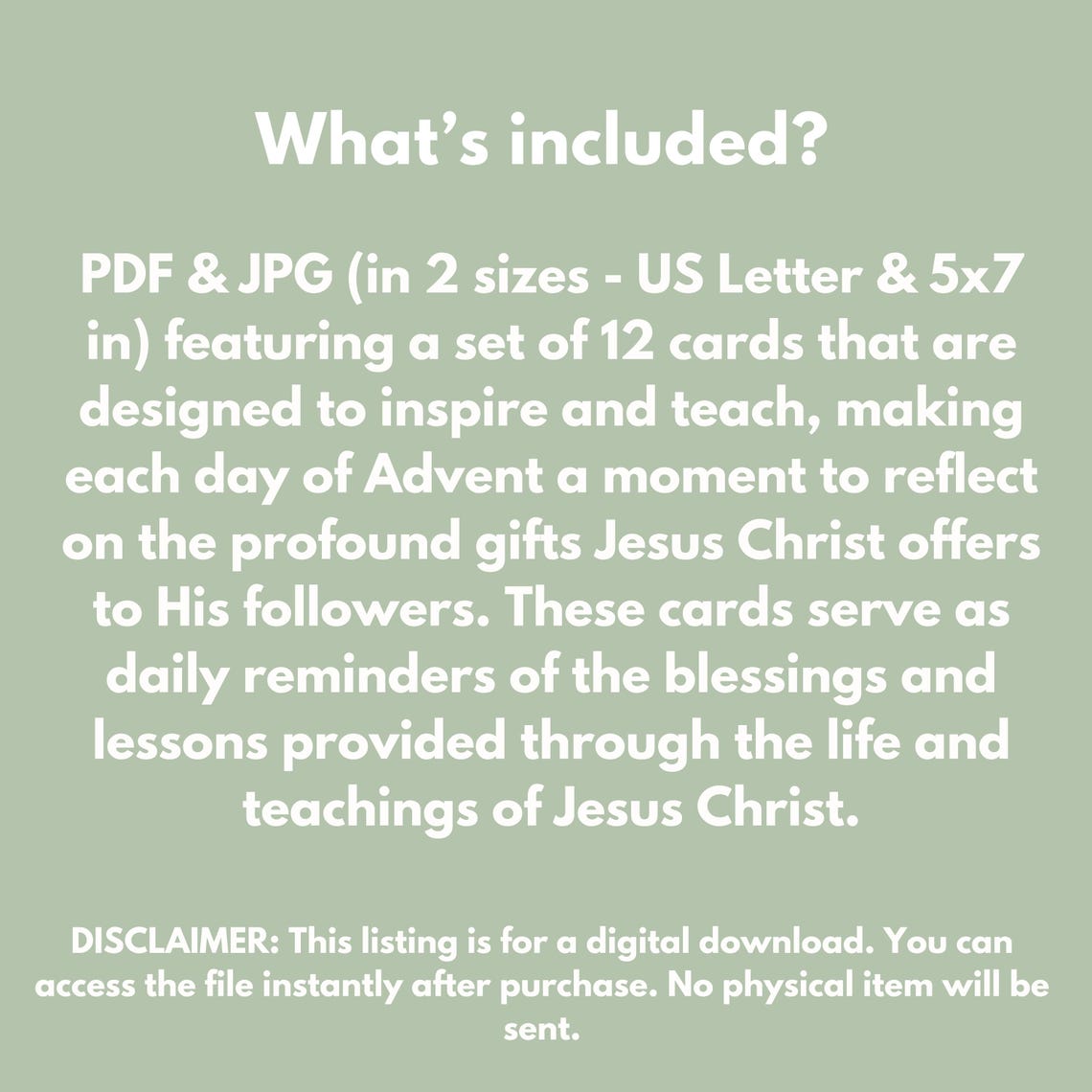 LDS 12 Gifts From Jesus Christ Advent Cards Printable, Christ Centered ...