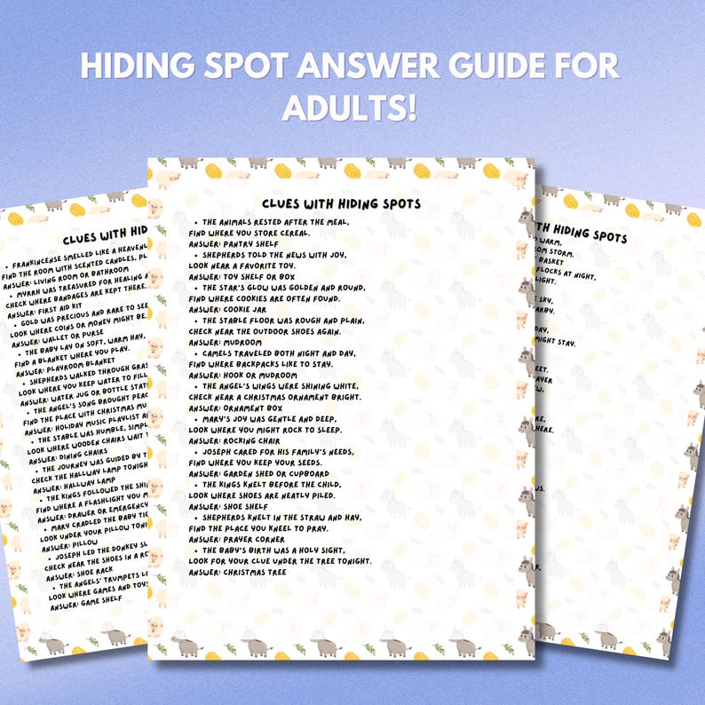 LDS Nativity Christmas Scavenger Hunt Game, 60 Gospel Riddle Cards ...
