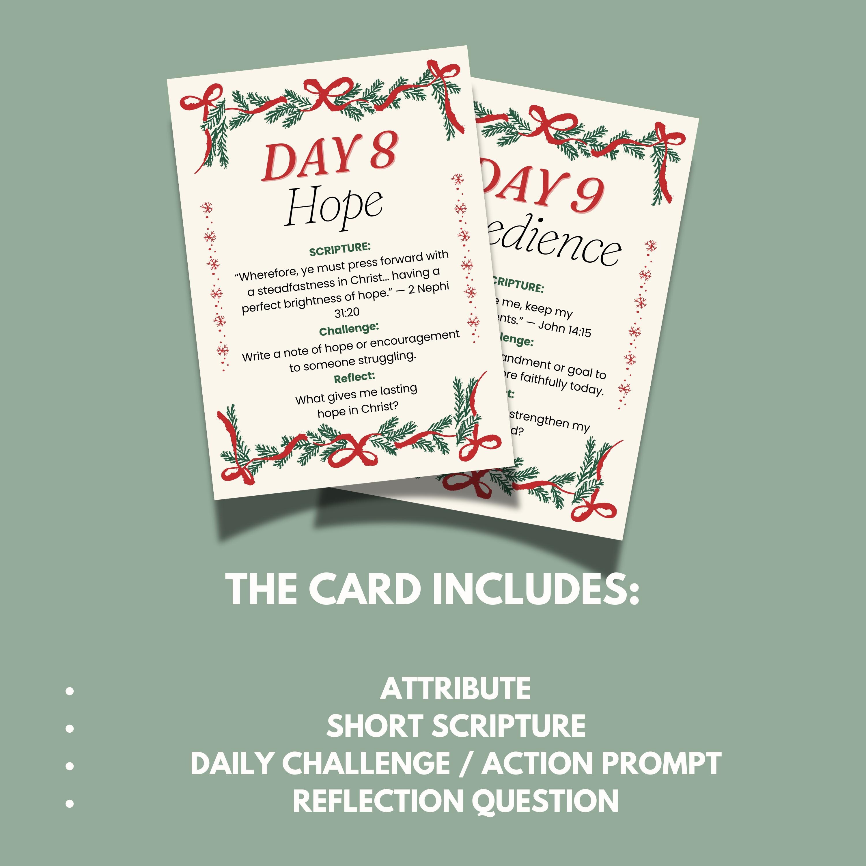 LDS 12 Days of Christlike Attributes Advent Printable, Christ Centered ...