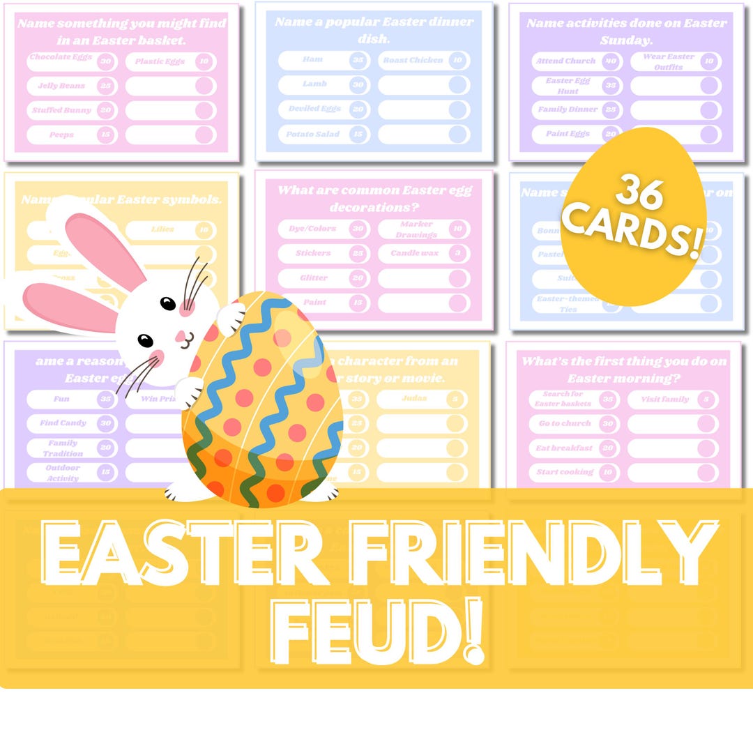 Easter Friendly Feud Game Printable, Easter Trivia Party Game, Family ...