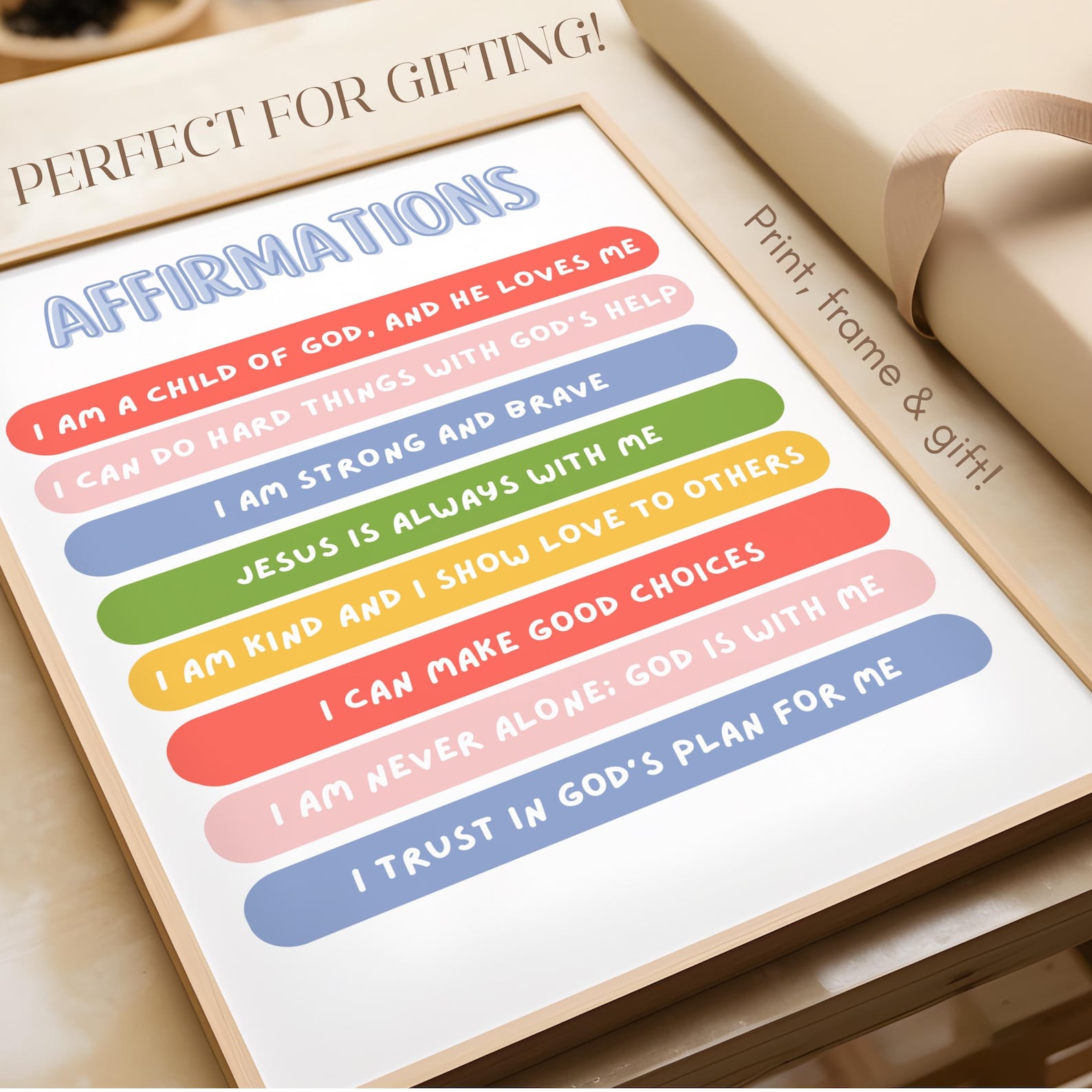 I Am a Child of God Affirmation Poster, Positive Christian Kids Wall ...