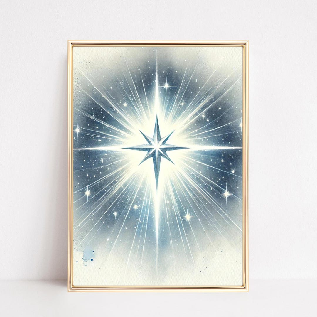 Star of Bethlehem Large Print | Watercolor Christmas Star Art | Manger ...