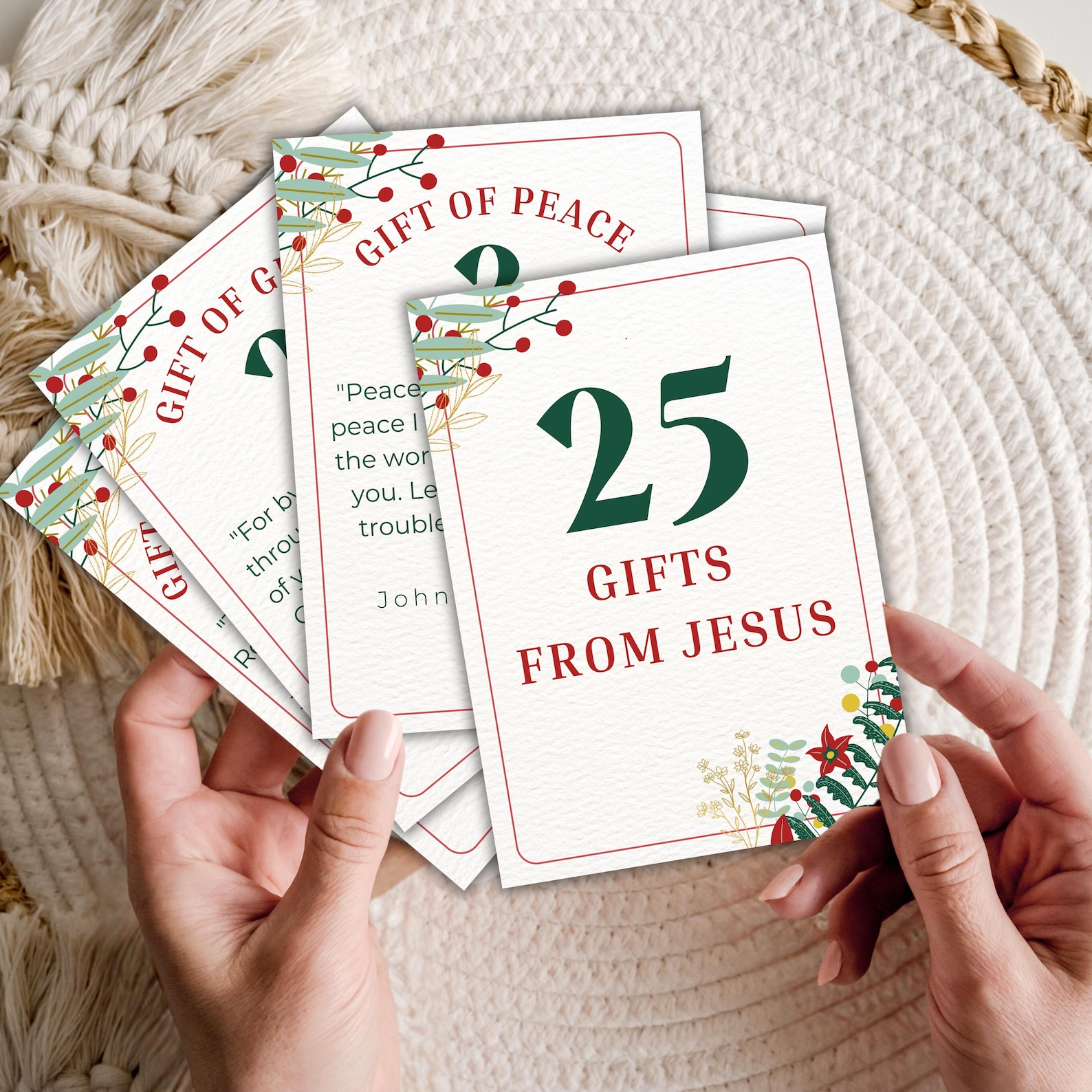 LDS 25 Gifts of Christ Advent Printable Cards, Christian Christmas ...