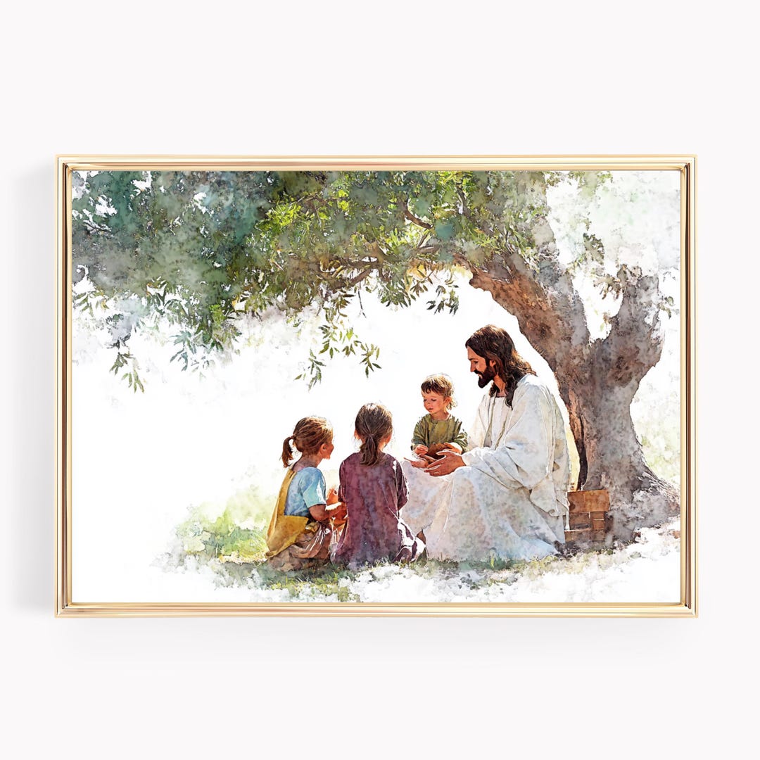 Jesus Teaching Three Kids Printable | Christian LDS Wall Art | Christ ...