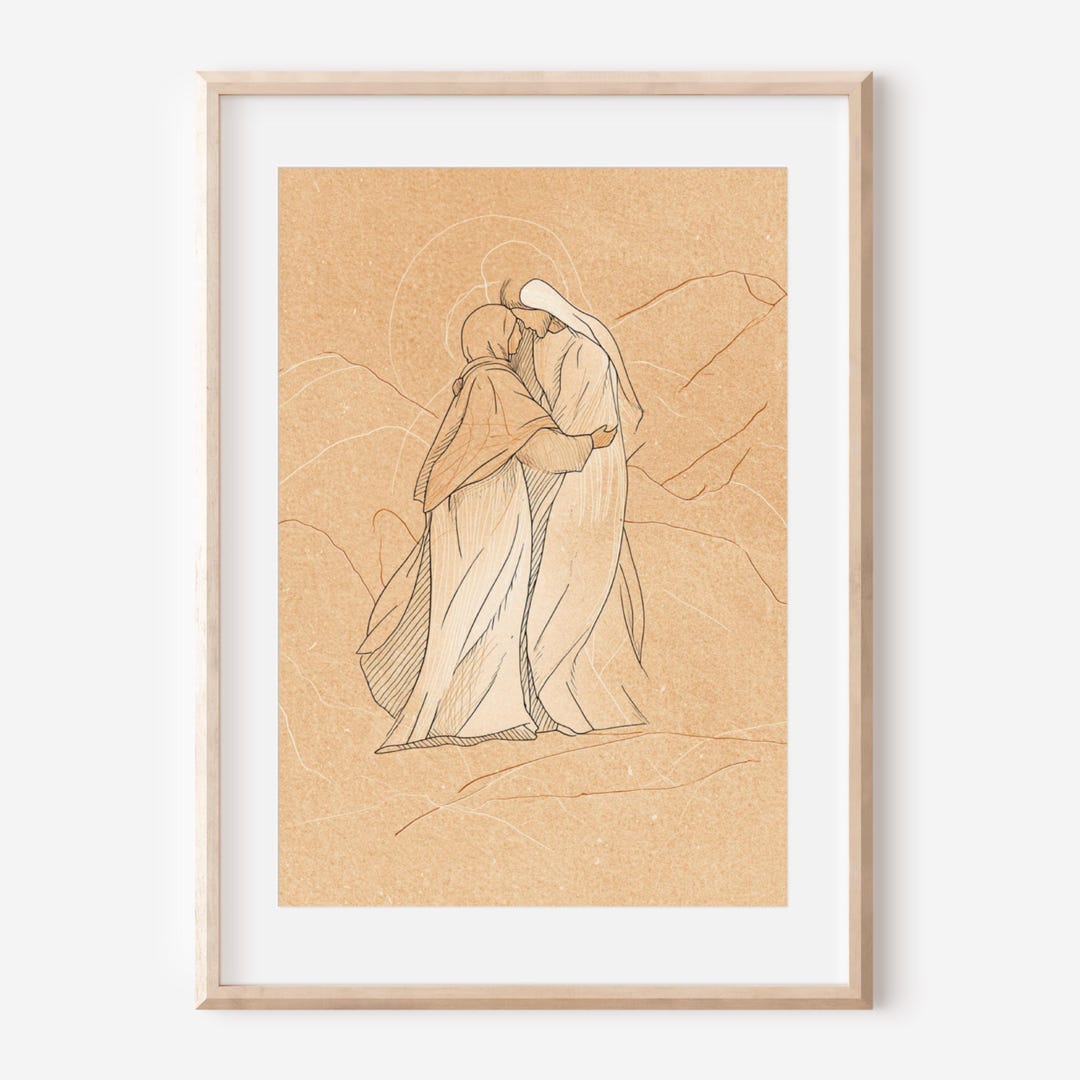 Visitation Art Print | Minimalist Mary and Elizabeth Illustration ...