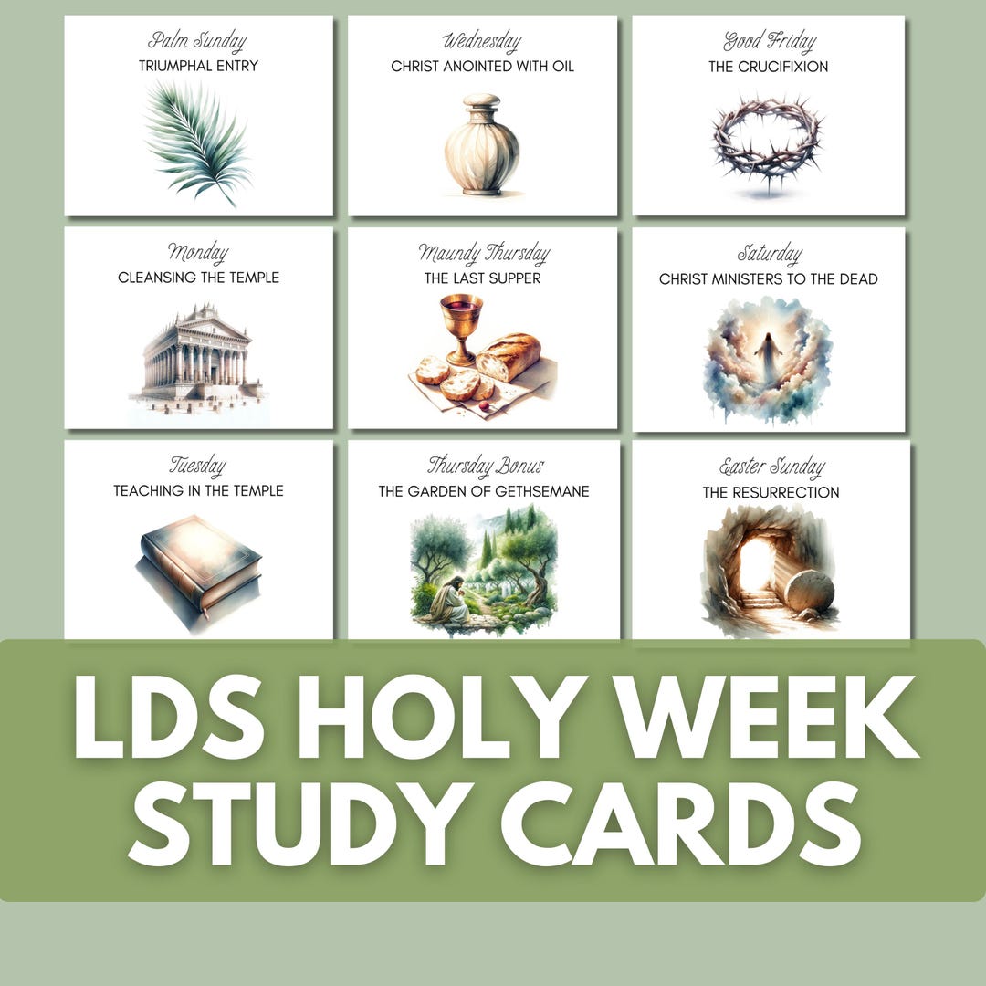 LDS Holy Week Study Cards Printable, Easter Unit Study, Come Follow Me ...