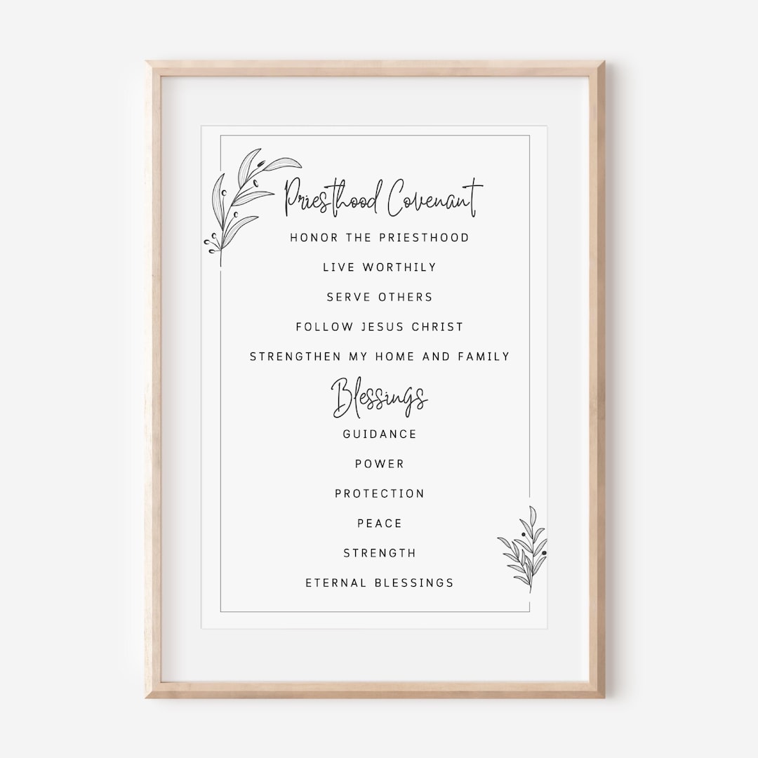 Priesthood Covenant Printable • LDS Priesthood Responsibilities ...