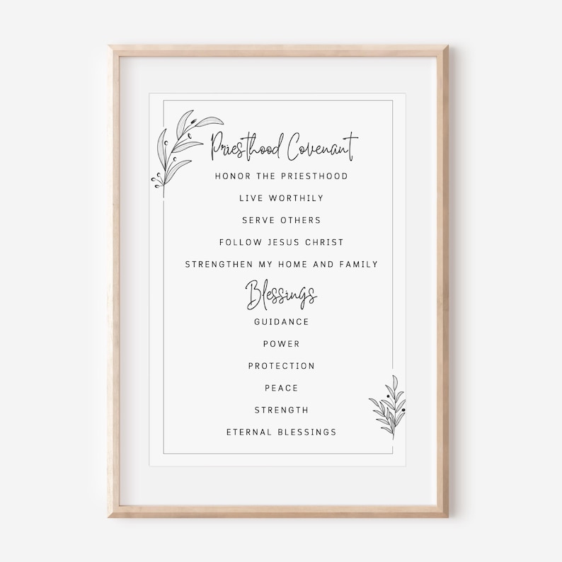 Priesthood Covenant Printable • LDS Priesthood Responsibilities ...