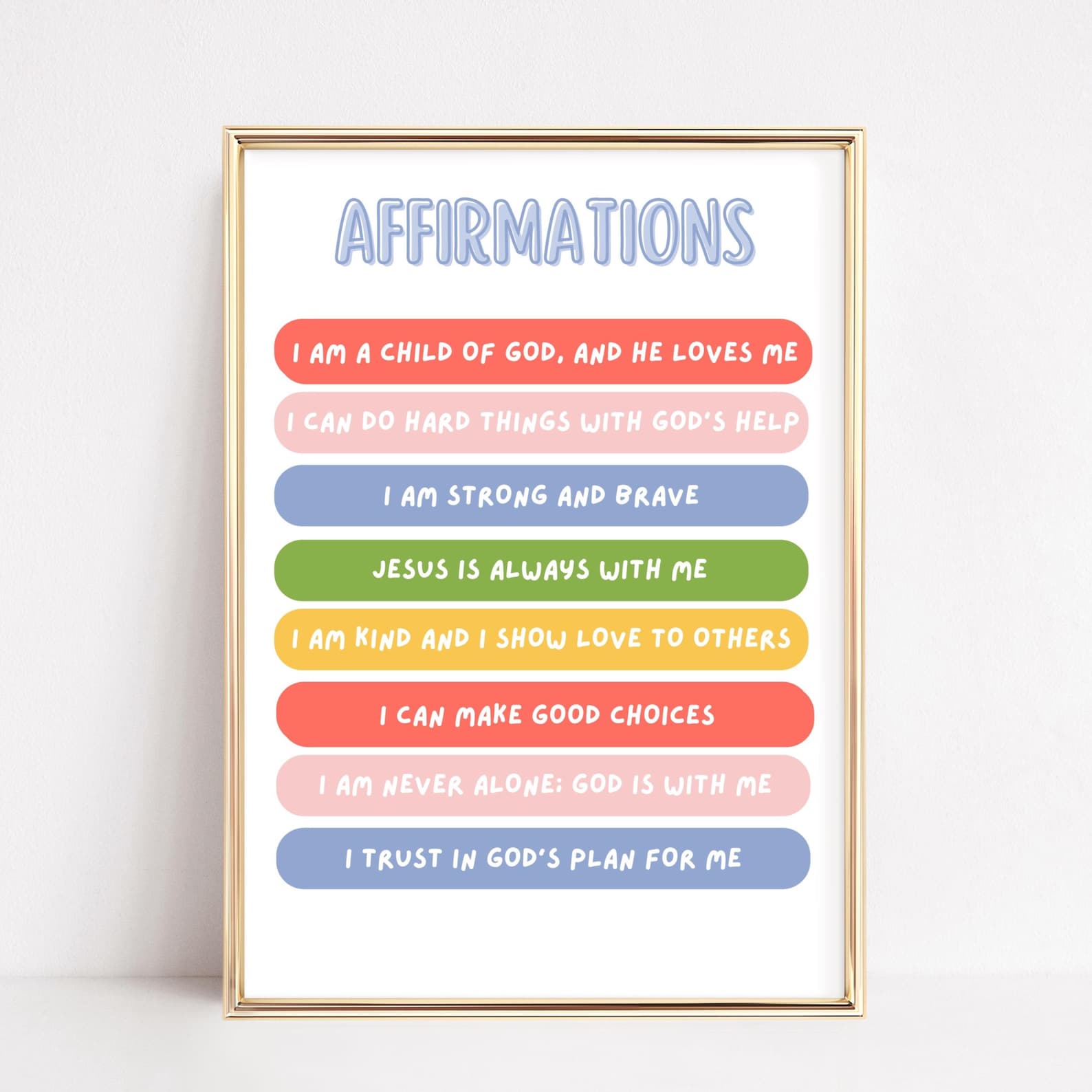 I Am a Child of God Affirmation Poster, Positive Christian Kids Wall ...