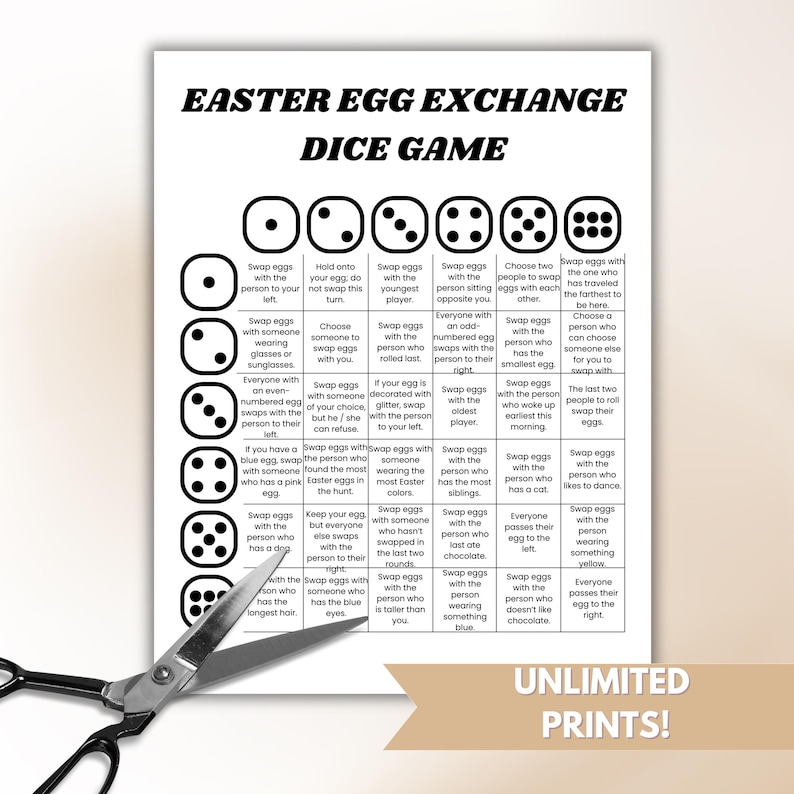 Easter Egg Exchange Dice Game, Editable Easter Party Game, Family ...