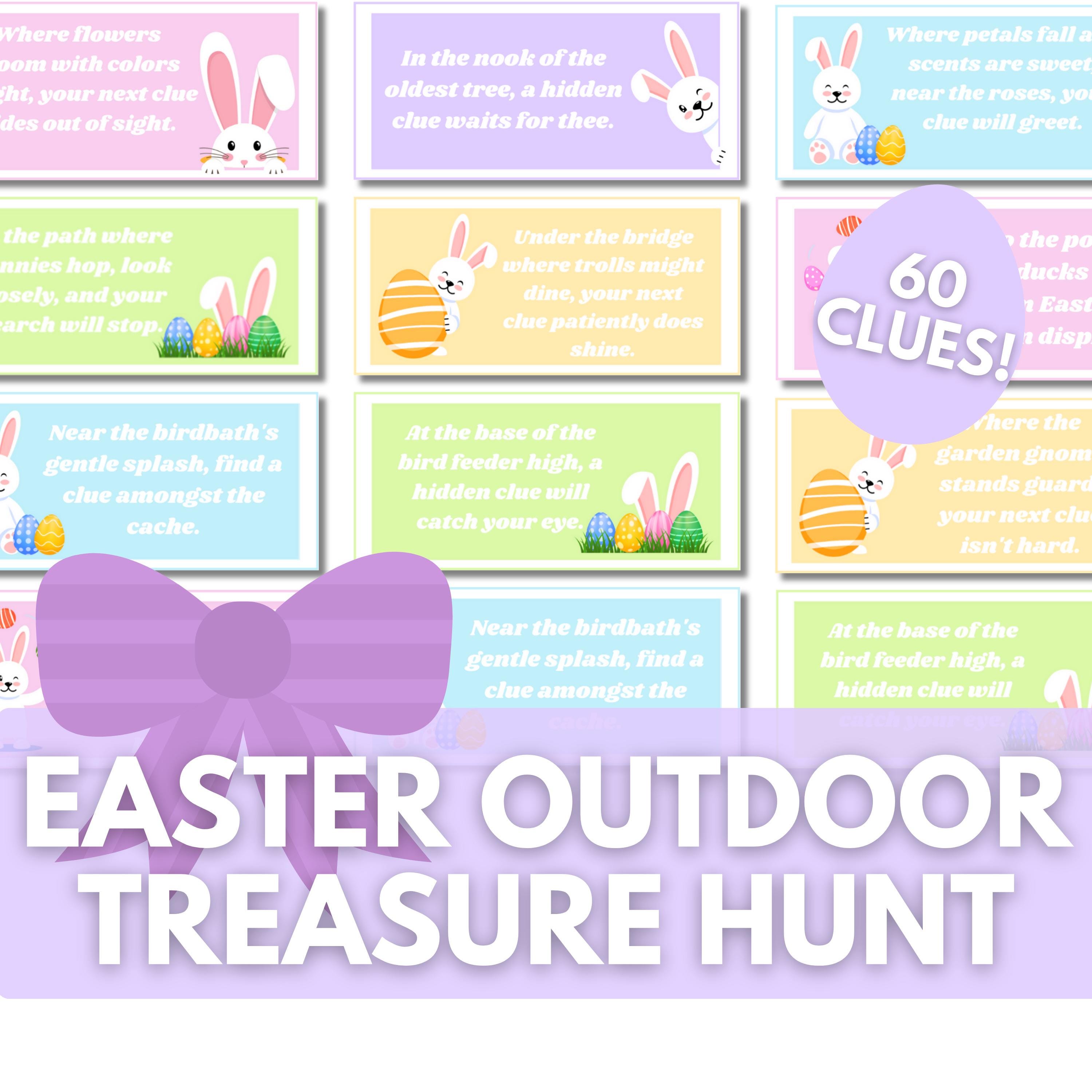 Easter Outdoor Treasure Hunt Printable, 60 Clues Easter Scavenger Hunt ...