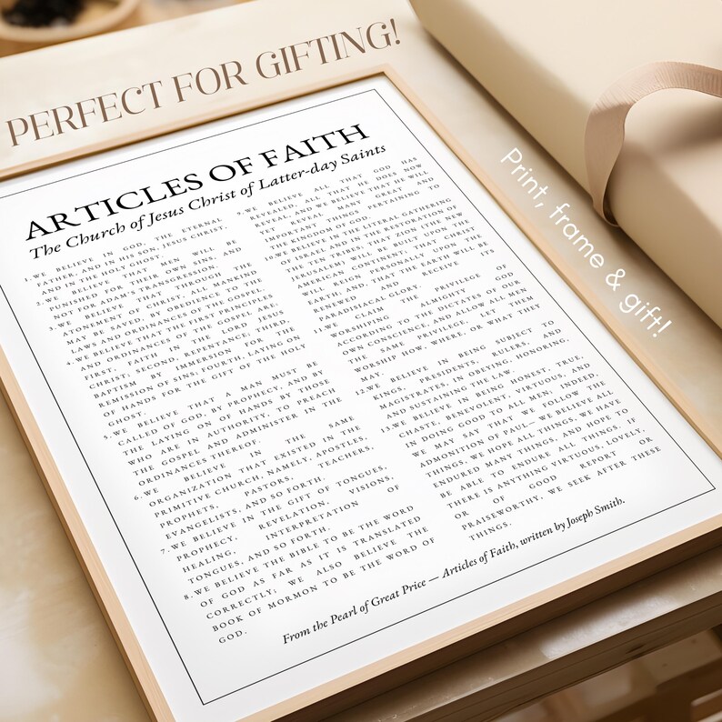 Articles of Faith Printable LDS, LDS Wall Art, Scripture Poster ...
