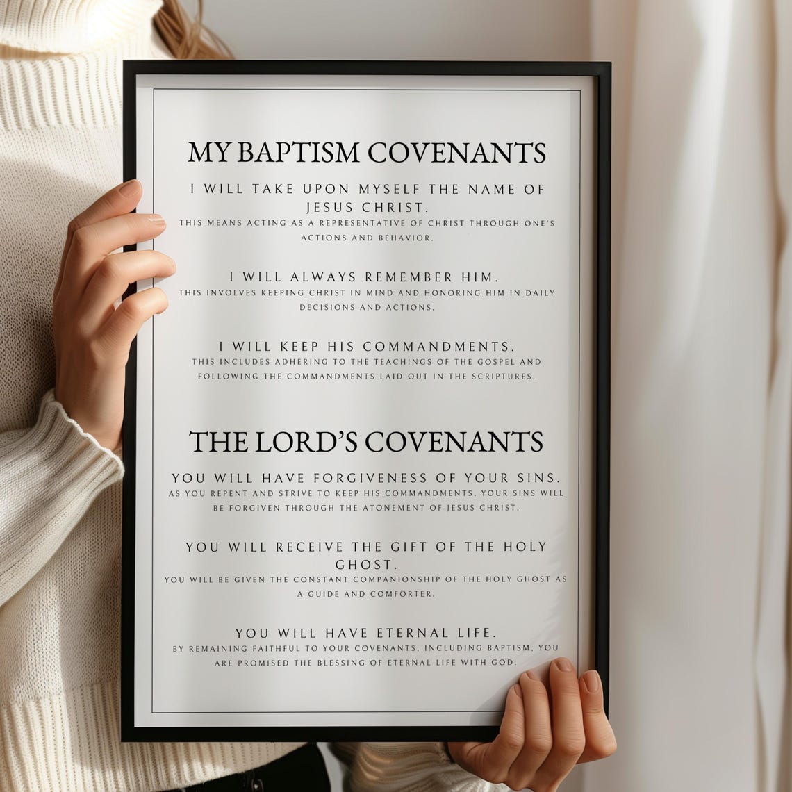 LDS Baptism Covenants Print, My Baptism Promises, LDS Wall Art, Primary ...