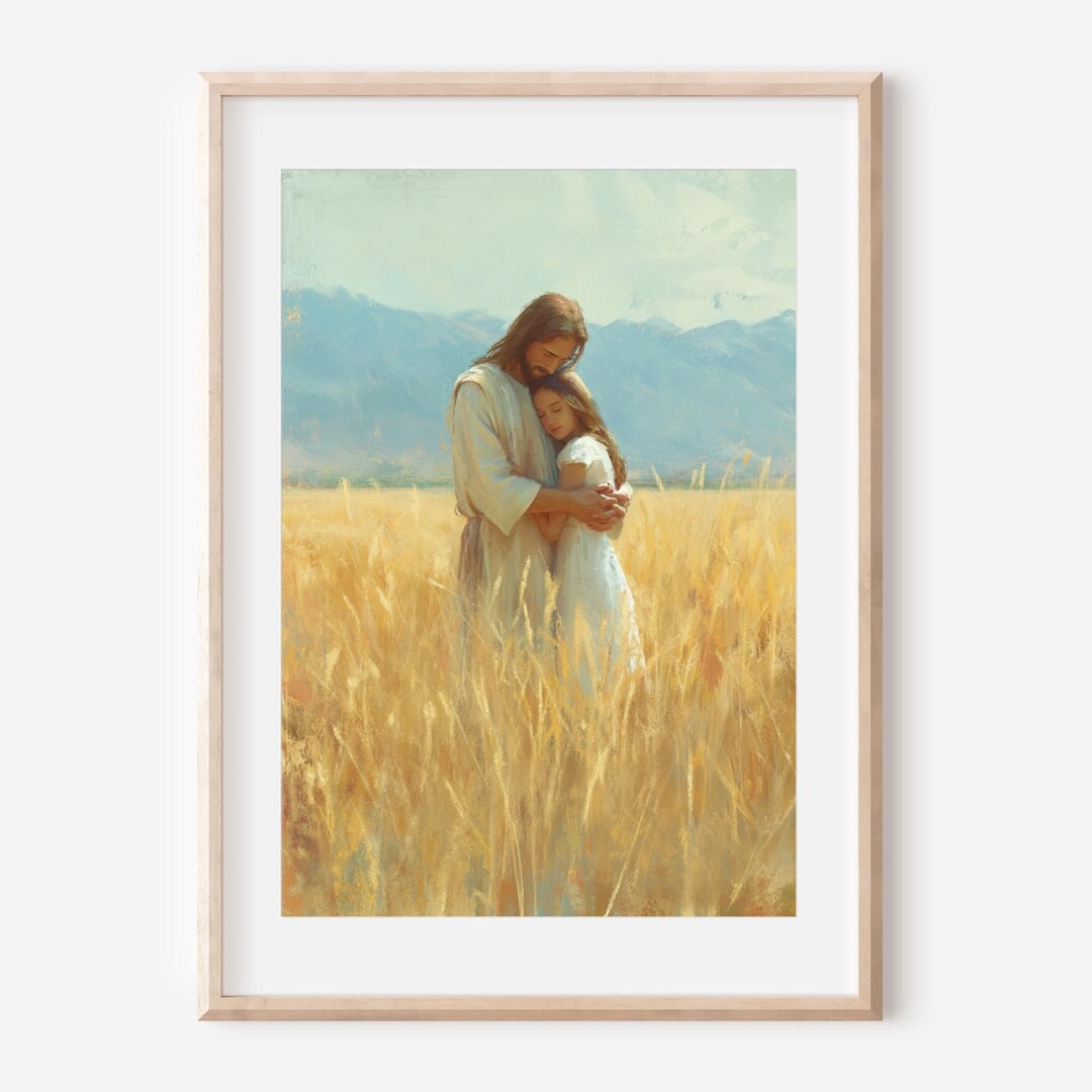 Jesus Hug Art Printable, Divine Peace Christian Wall Decor, Comforting ...