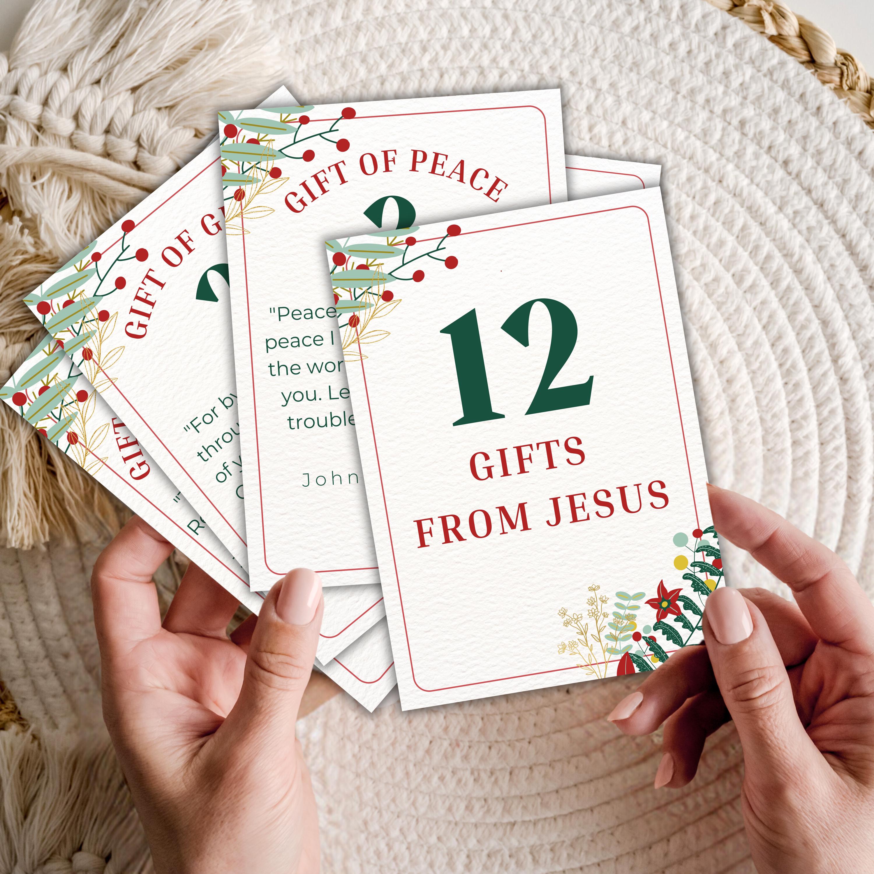 LDS 12 Gifts From Jesus Christ Advent Cards Printable, Christ Centered ...