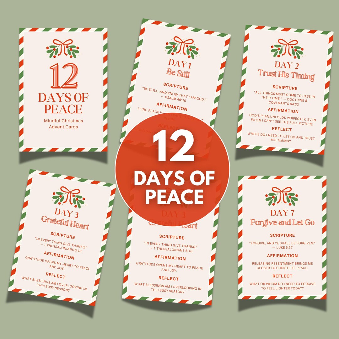 LDS 12 Days of Peace Advent Printable, Mindful Christmas Scripture ...