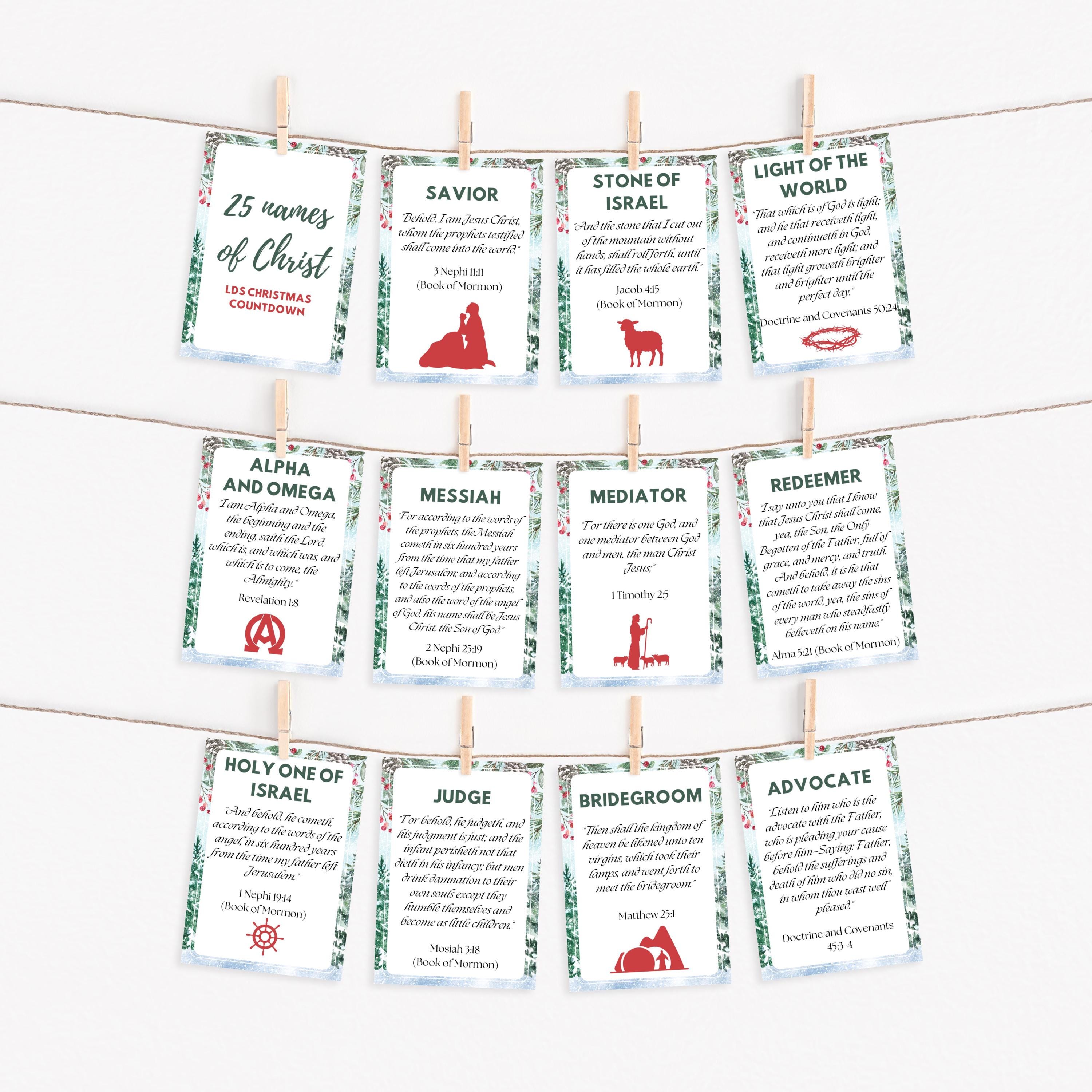 LDS 25 Names of Christ Advent Printable, Christmas Countdown Scripture ...