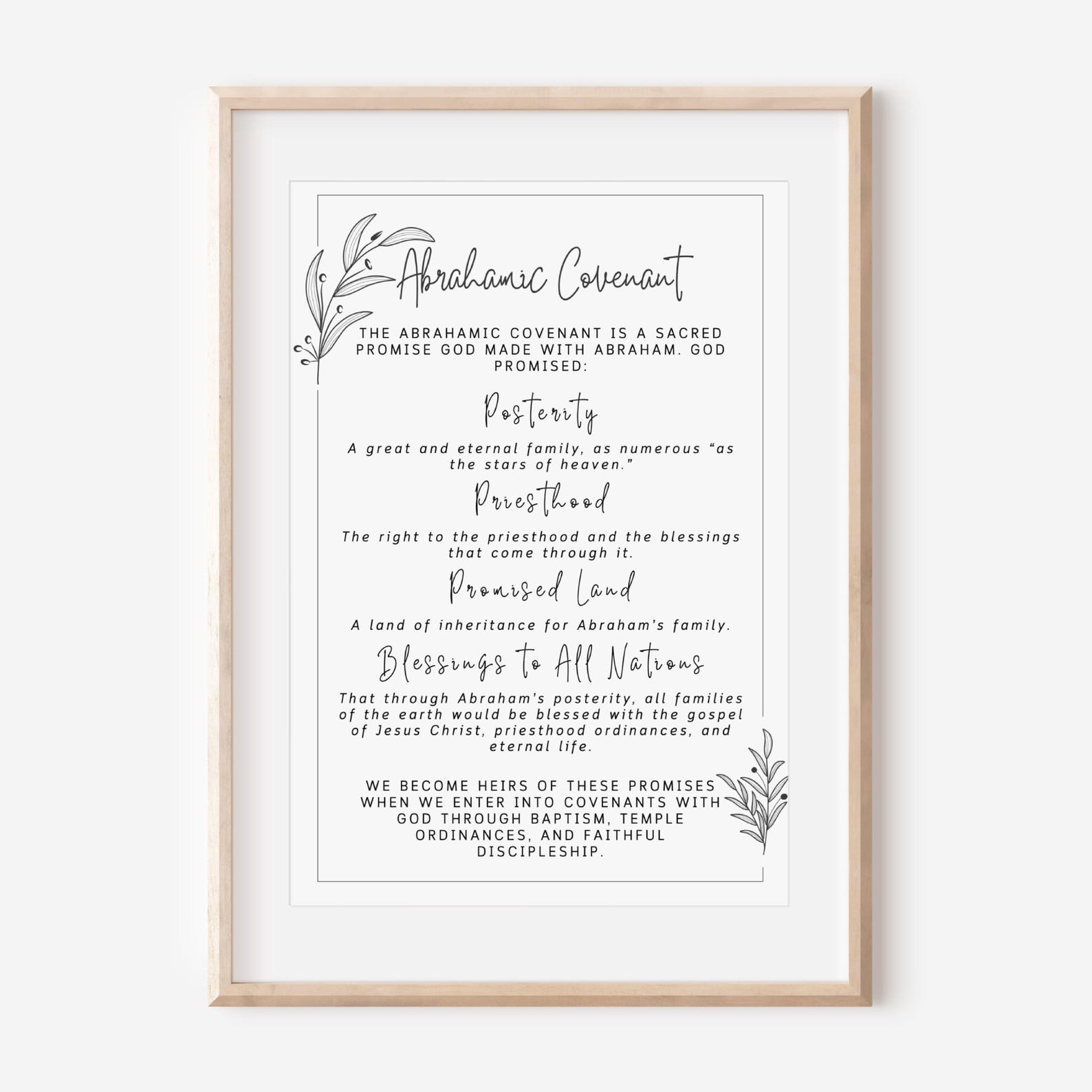 Abrahamic Covenant Printable • LDS Abraham Poster • Gospel Blessings ...