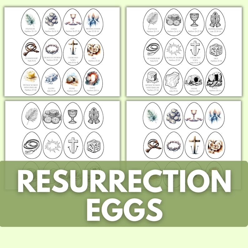 Resurrection Eggs Printable, Easter Christian Activity for Kids, Bible ...
