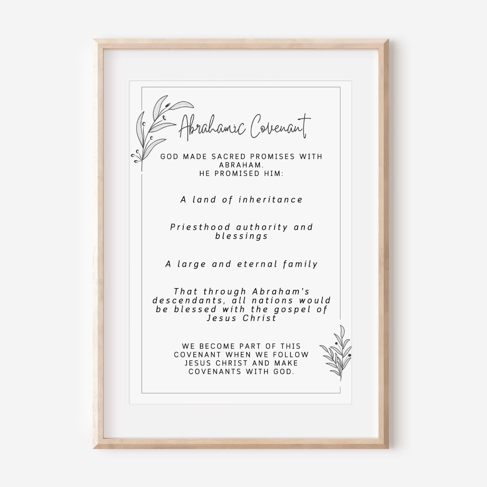 Abrahamic Covenant Printable • LDS Gospel Study Art • Abraham Poster ...
