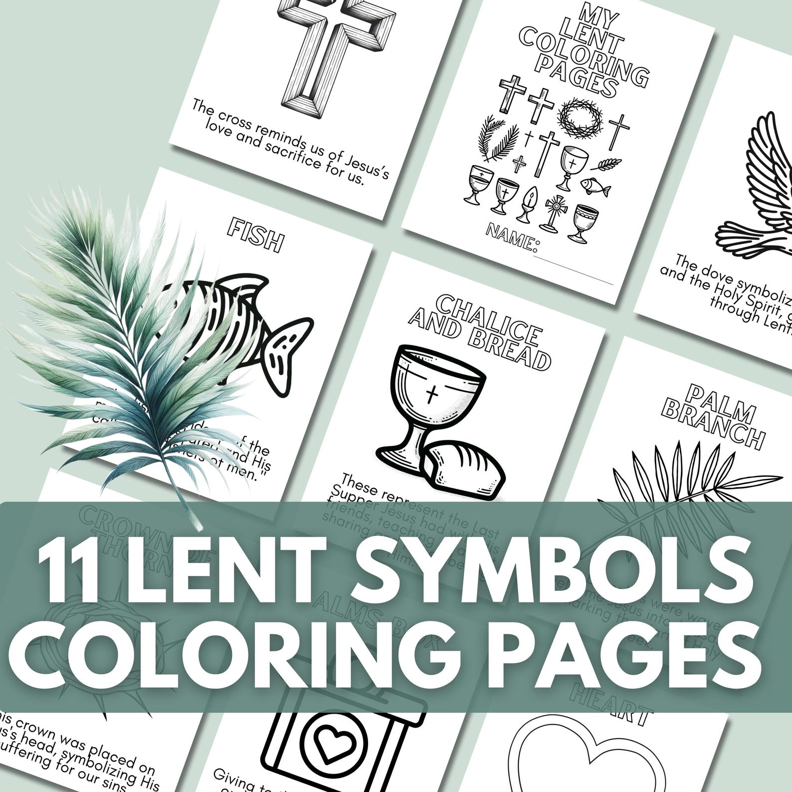 Lent Coloring Pages for Kids, Christian Symbols Coloring Pack, My Lent ...