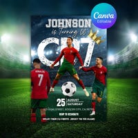Cristiano Ronaldo Birthday Invitation: CR7 Soccer Party Theme (canva ...