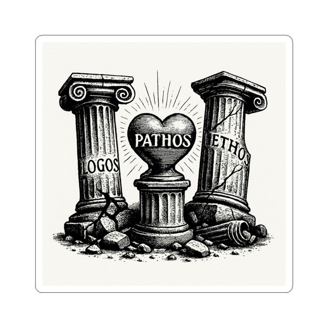 Logos Pathos Ethos Illustration Kiss-cut Sticker | Rhetoric Pillars ...