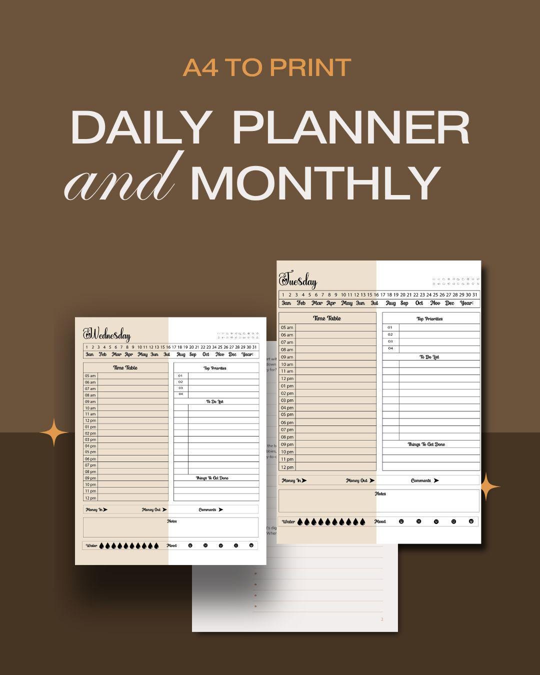 Planner Daily and Monthly : to Do List and Time Table - Etsy