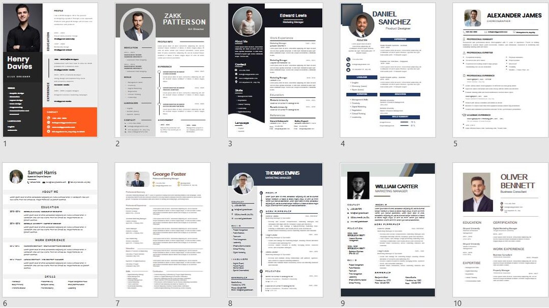 CV Templates for Men - Etsy