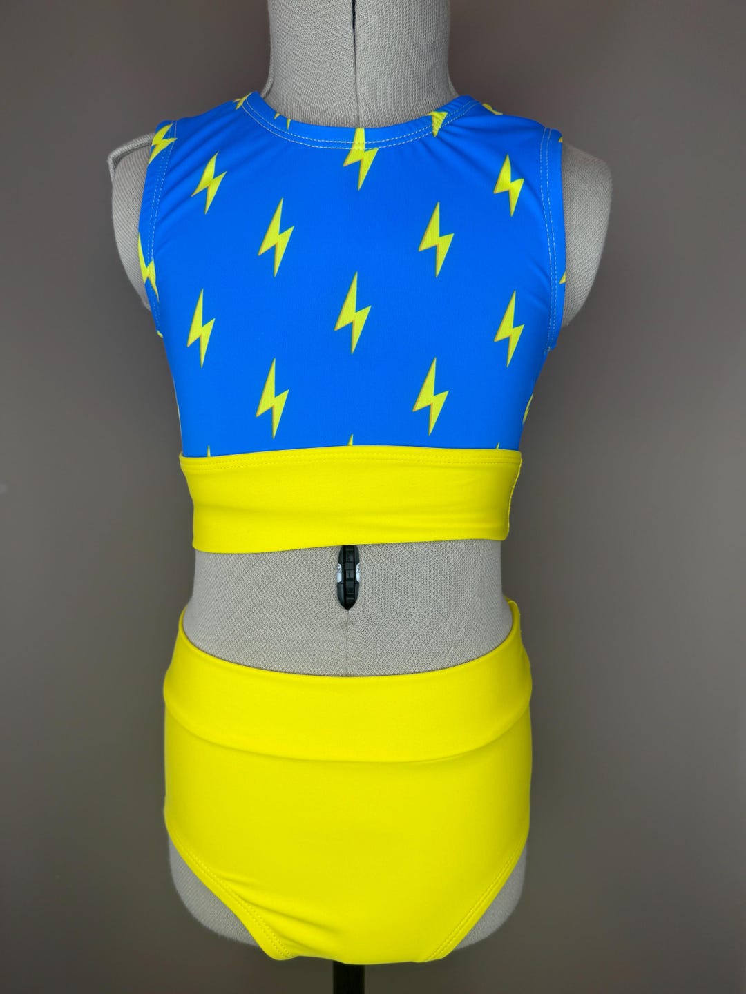 Lightning Bolts | Blue | Yellow | Ellie Dance Crop Top | Dance Brief - Etsy