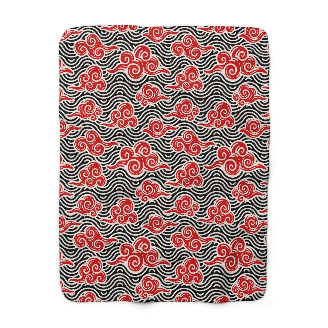 Red Naruto Akatsuki Cloud Swirl Pattern Blanket | Soft Sherpa Blanket ...