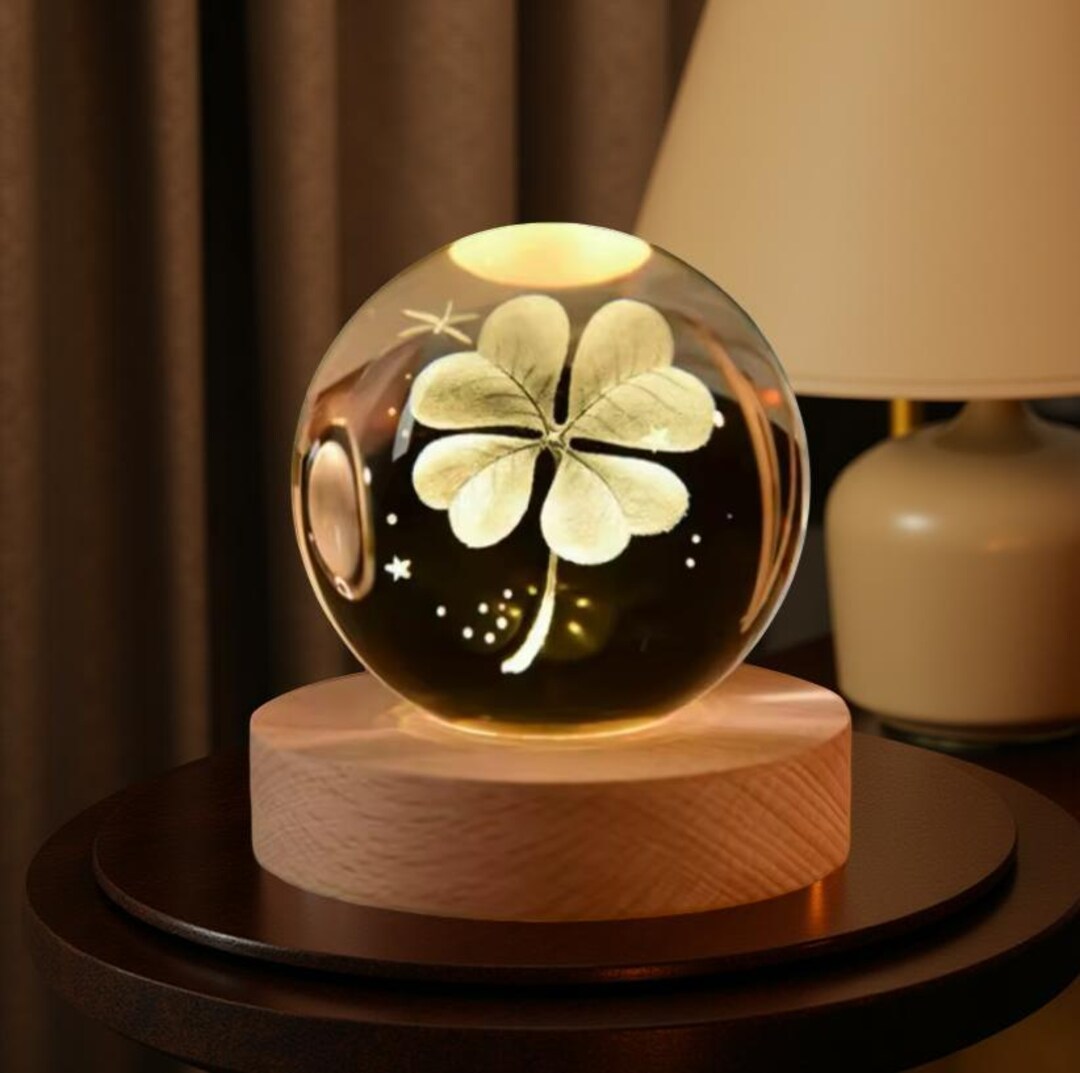 Four-leaf Clover Crystal Ball LED Night Light – Lucky Charm Lamp on ...