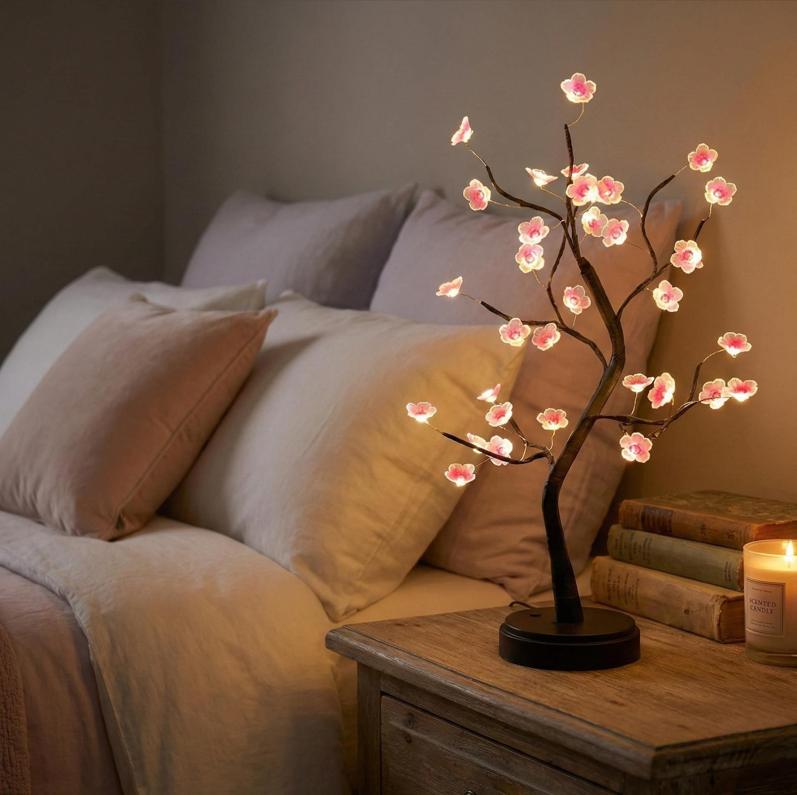 Cherry Blossom LED Bonsai Table Lamp — USB / Battery, Touch Switch ...