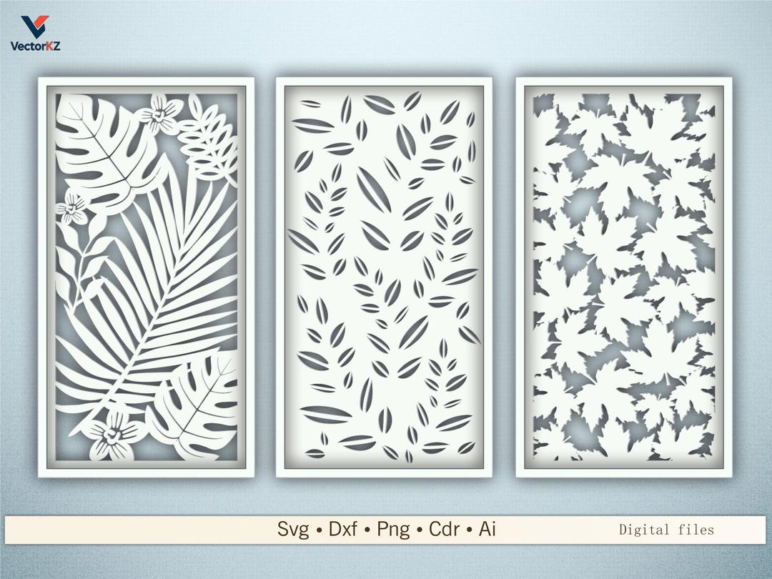 Maple & Tropical Leaf Panels Svg Dxf Png for Laser CNC Fence Screens ...