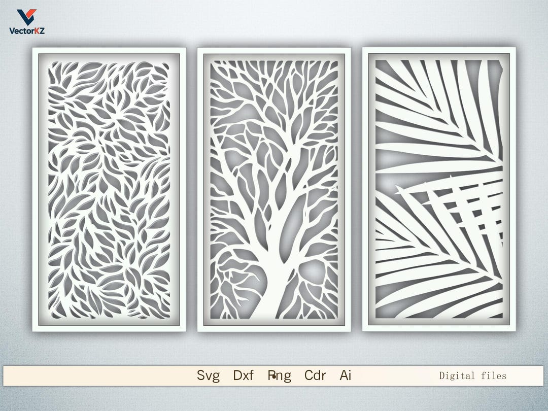 Exotic Tropical Fern DXF SVG Set – 3 Laser & CNC Cut Panels for ...