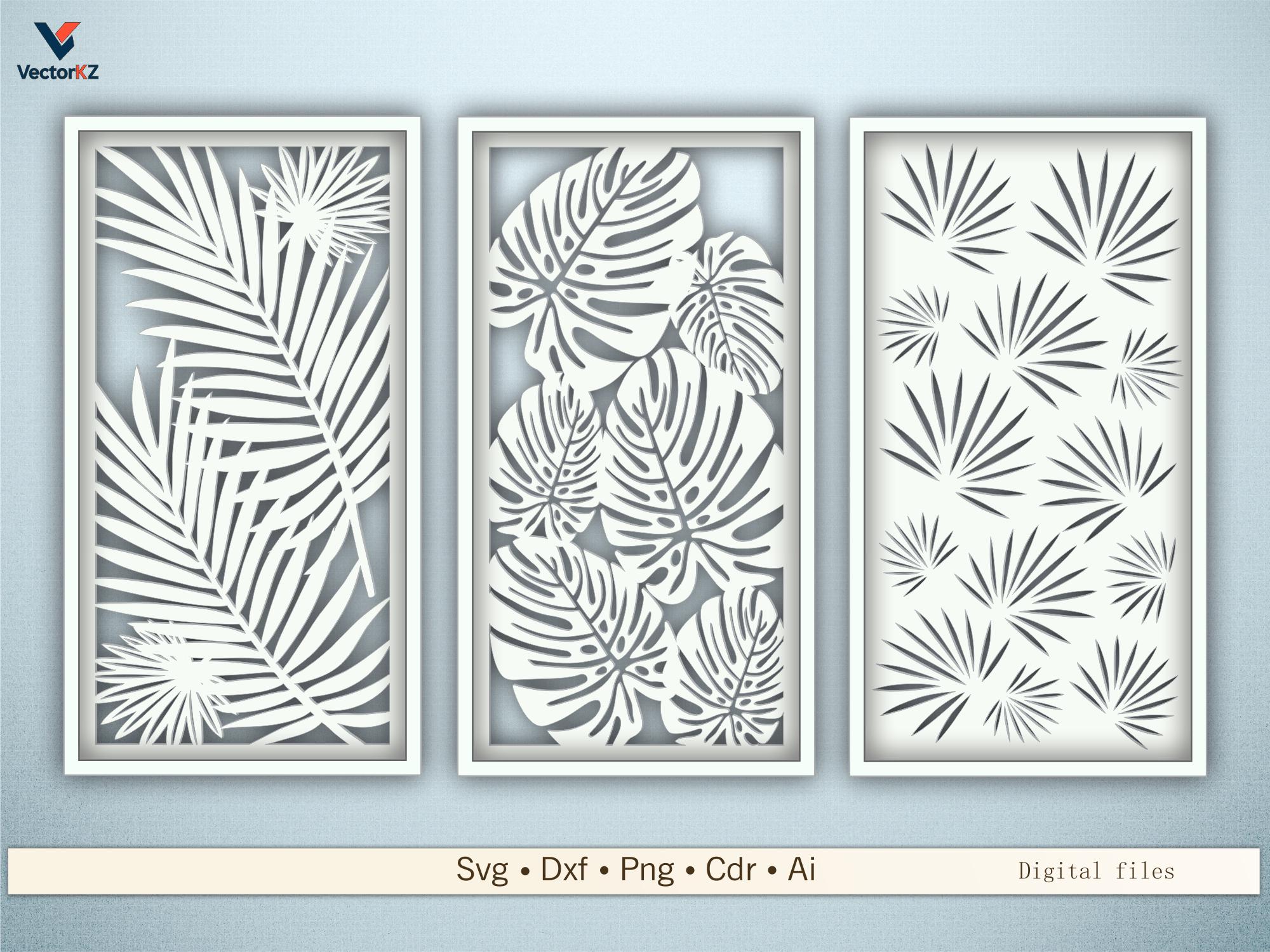 Palm & Monstera Leaf Panels for Laser CNC — Svg Dxf Png Files for Décor ...