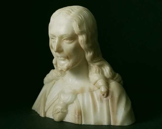 Antique Alabaster Bust of Sacred Heart of Jesus, Bust of Jesus ...